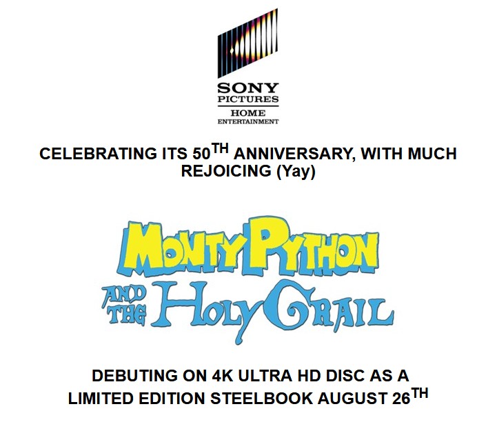 ‘Monty Python and the Holy Grail’ Debuts on 4K UHD in a Limited Edition Steelbook Aug. 26 | OnVideo